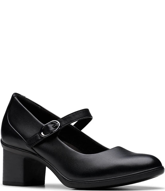 Clarks Artisan Shaya Jane Leather Block Heel Mary Jane Pumps at ...