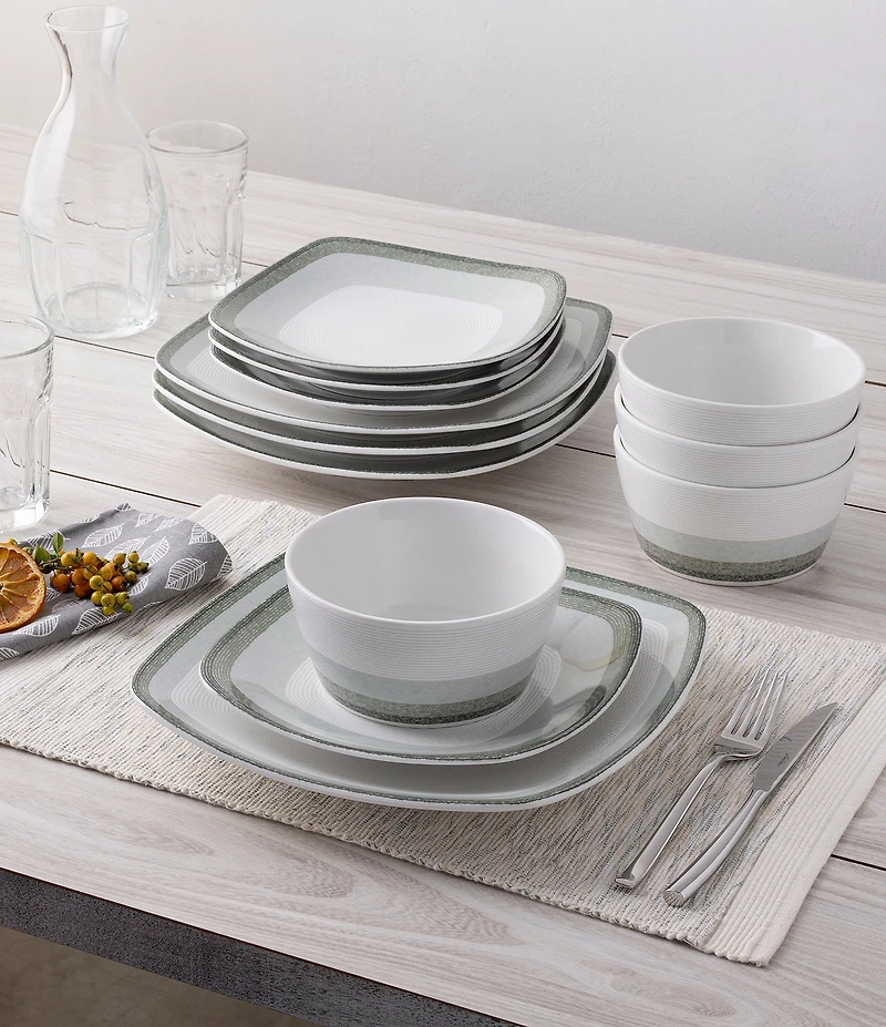 Noritake Colorscapes Layers Collection Square Dinnerware Set, Service ...