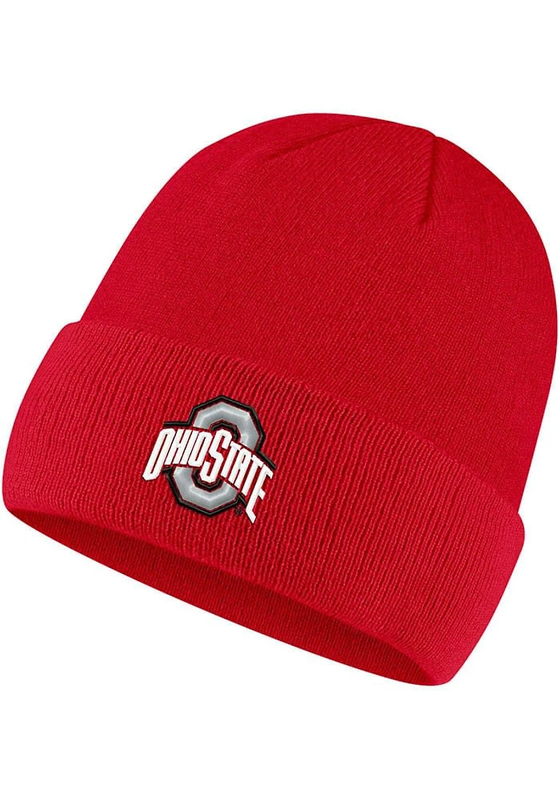 Rally House Nike Ohio State Buckeyes Red Cuffed Logo Beanie Mens Knit ...