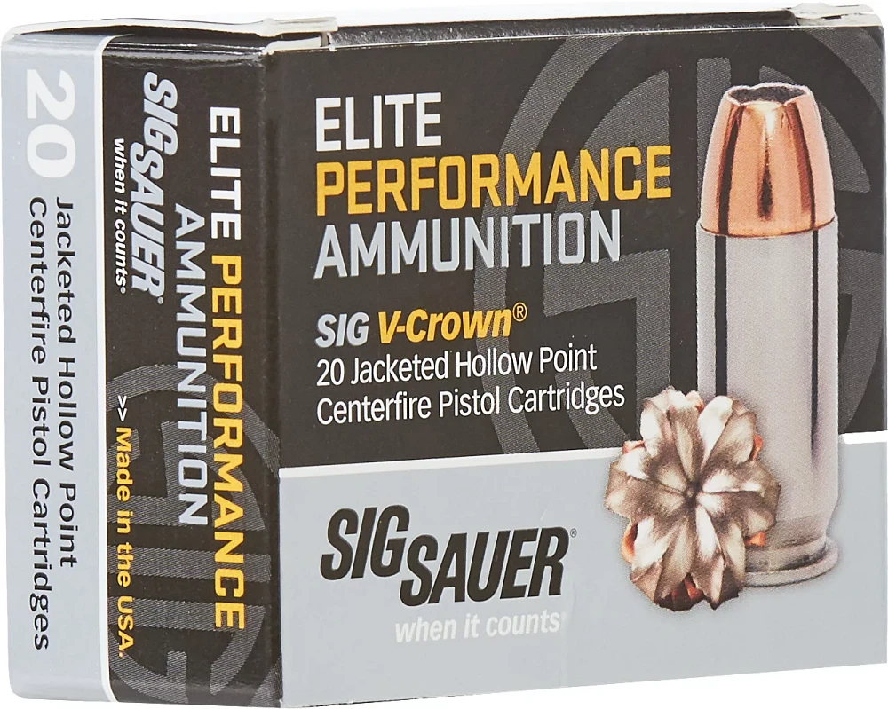 SIG SAUER Elite V-Crown 9mm 124-Grain Centerfire Ammunition - 20 Rounds ...