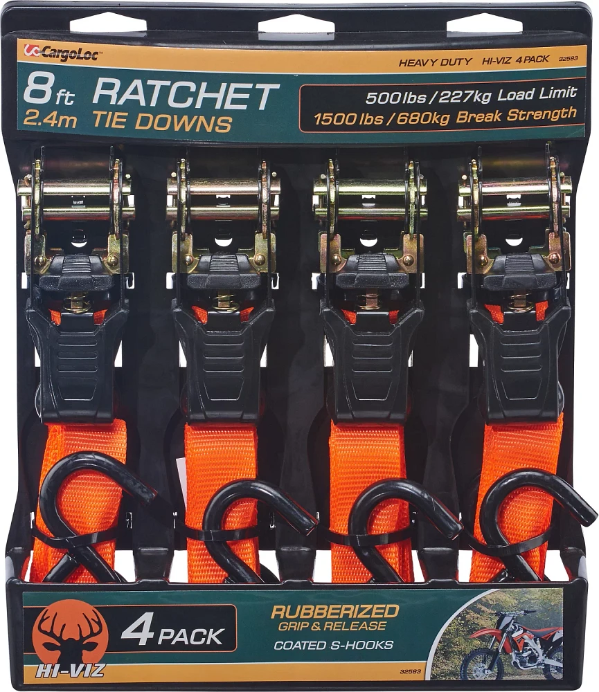 CargoLoc 8' Hi-Viz Ratchet Tie-Downs 4-Pack | Hamilton Place