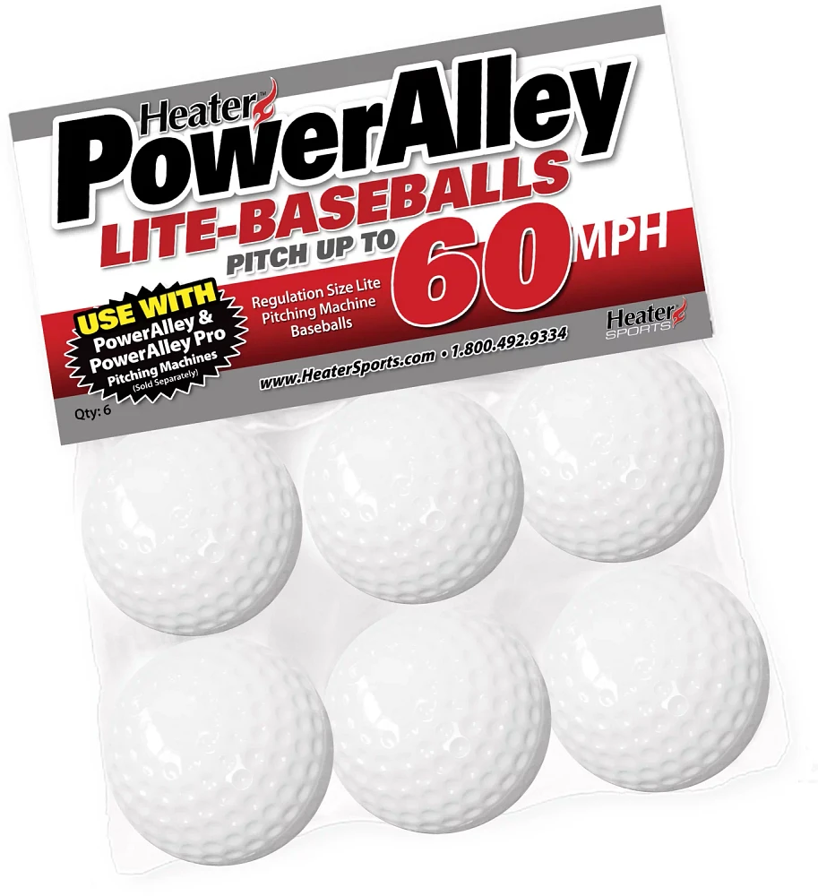 Heater Sports PowerAlley 60 MPH White Lite Baseballs (6 Pack ...
