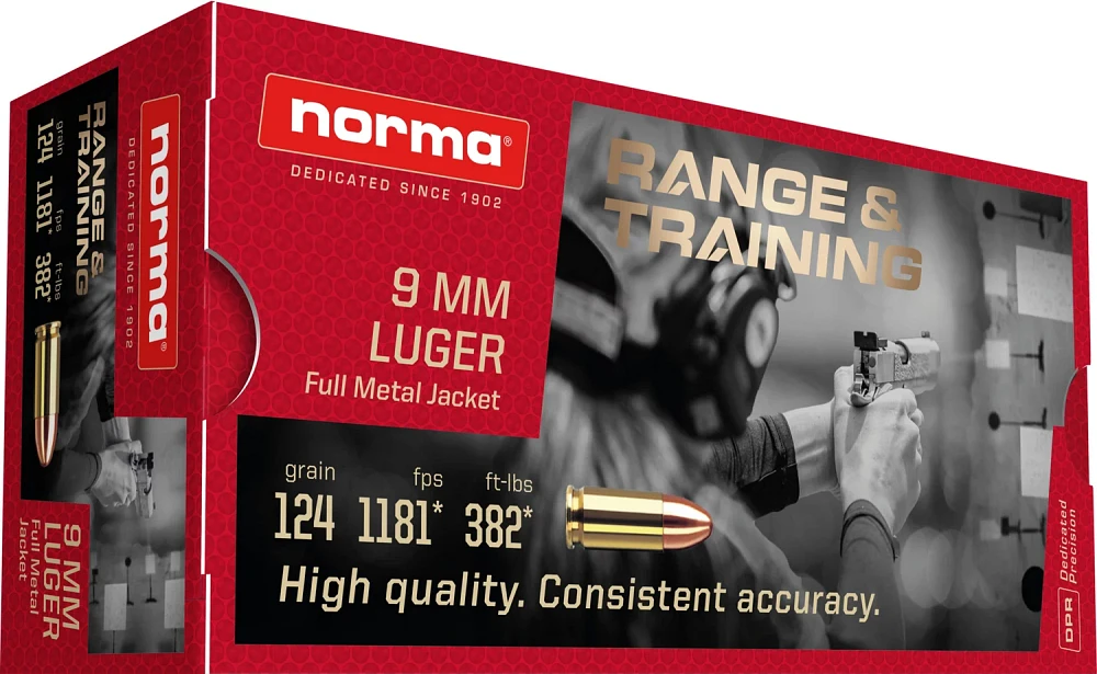 Norma USA FMJ 9mm Luger 124-Grain Ammunition 50 Rounds | Hamilton Place