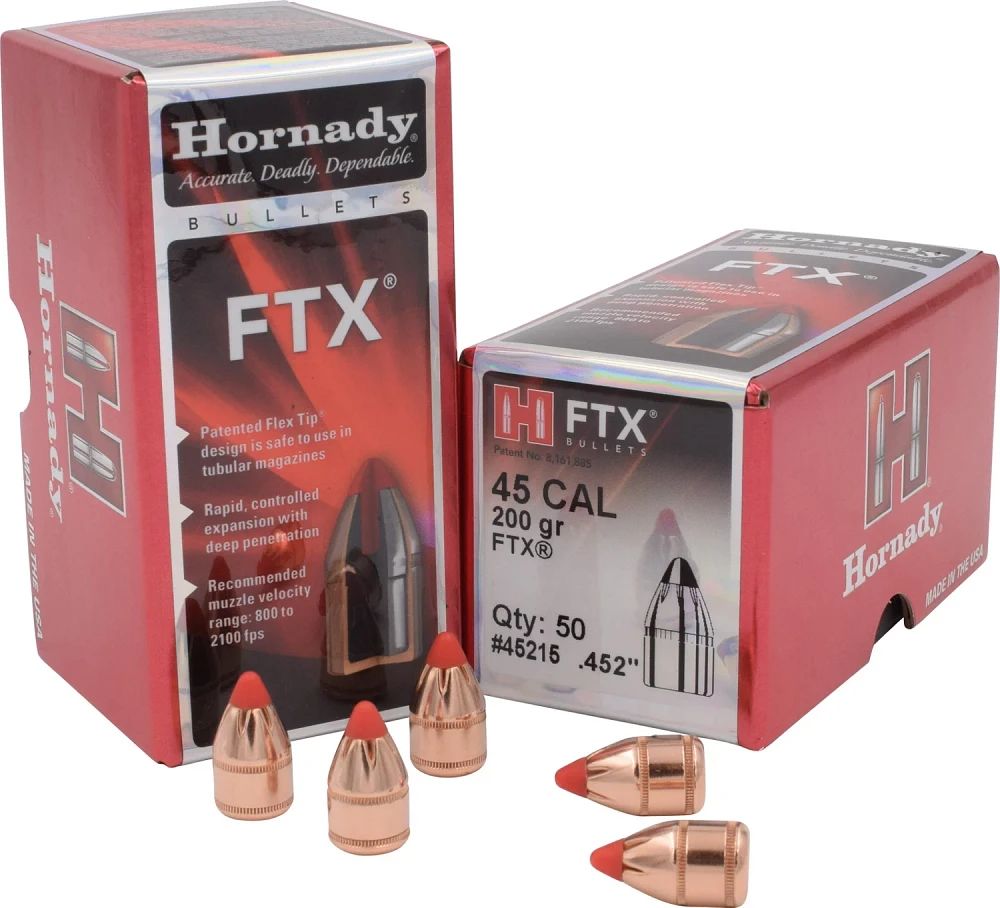 Hornady FTX Handgun 45 Cal .452 200-Grain Rifle Reloading Bullets - 50 ...