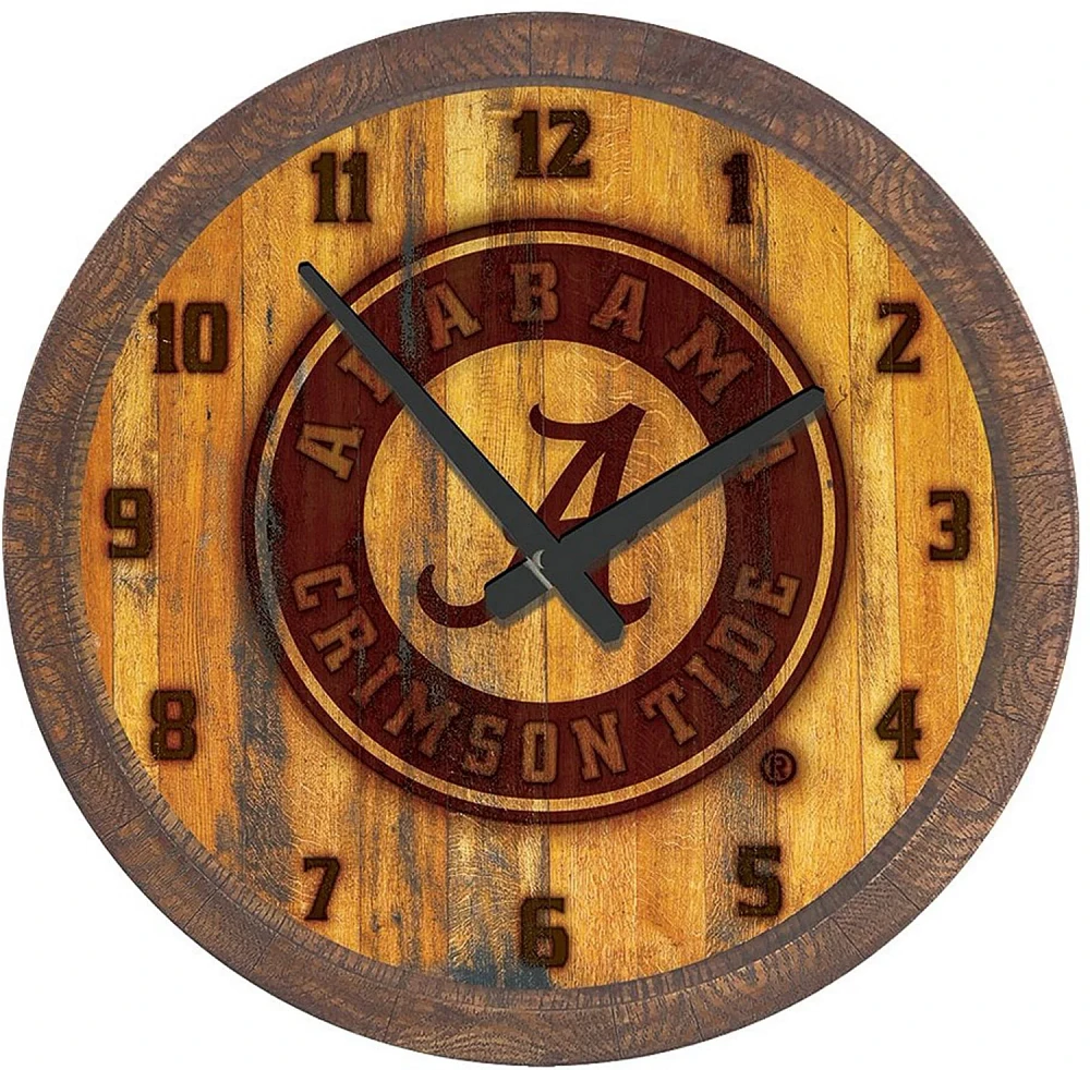 The Fan-Brand University of Alabama Seal Branded Faux Barrel Top Clock ...