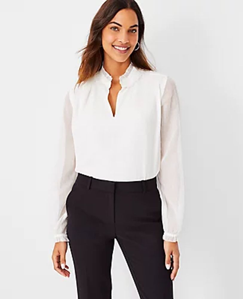 Ann Taylor Ruffle Neck Shirred Blouse | Mall of America®