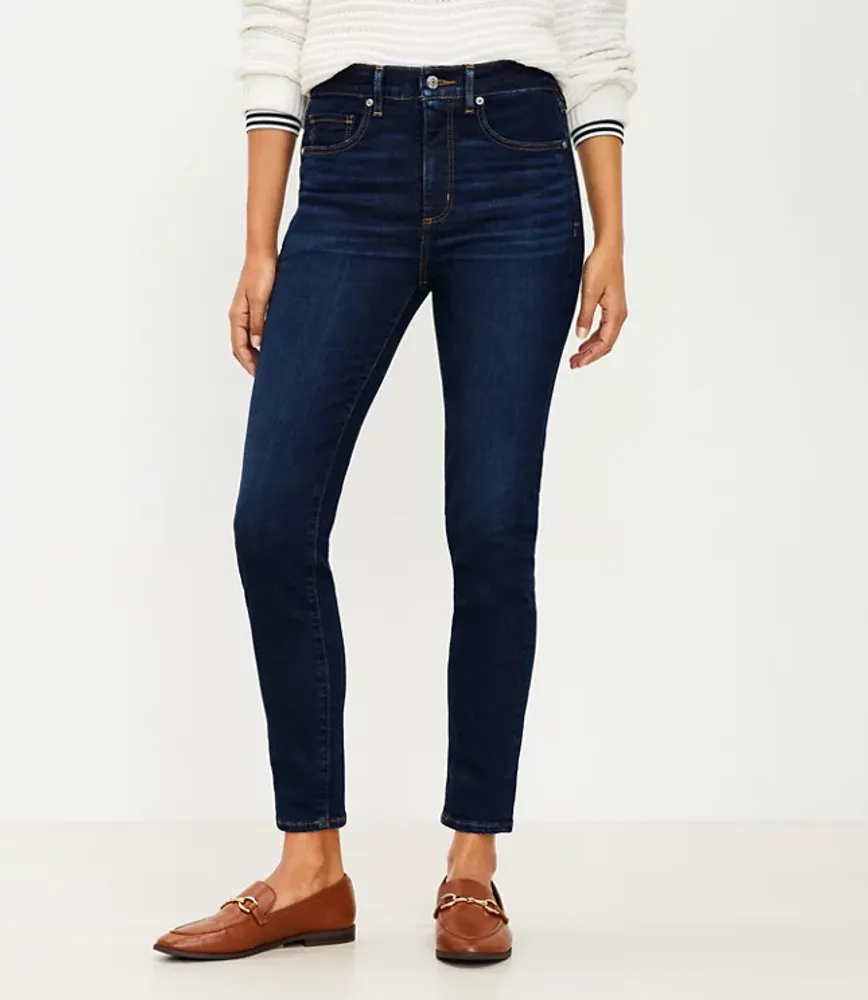 Loft Curvy High Rise Skinny Jeans Classic Dark Indigo Wash | Mall of ...