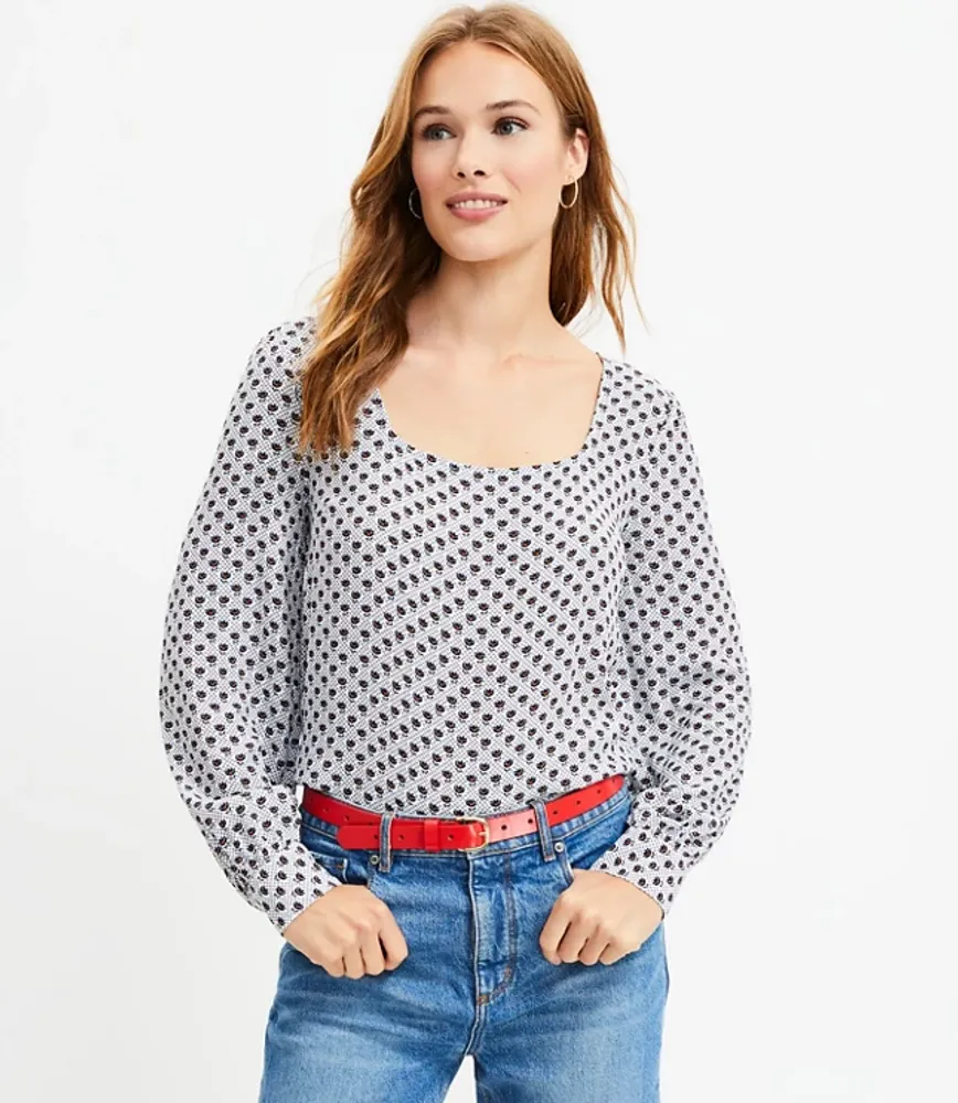 LOFT Petite Floral Square Neck Blouse | Hamilton Place