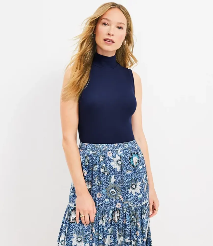 LOFT Ribbed Mock Neck Shell | Hamilton Place