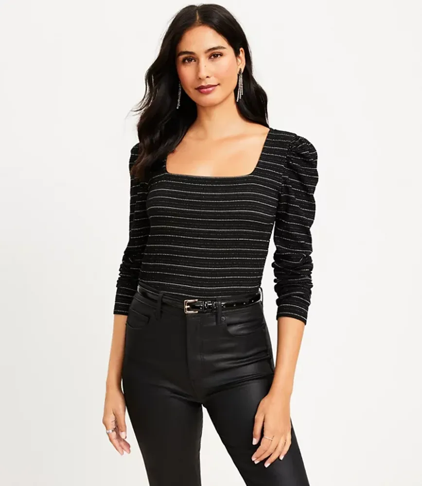 LOFT Sparkle Puff Sleeve Square Neck Top | Hamilton Place