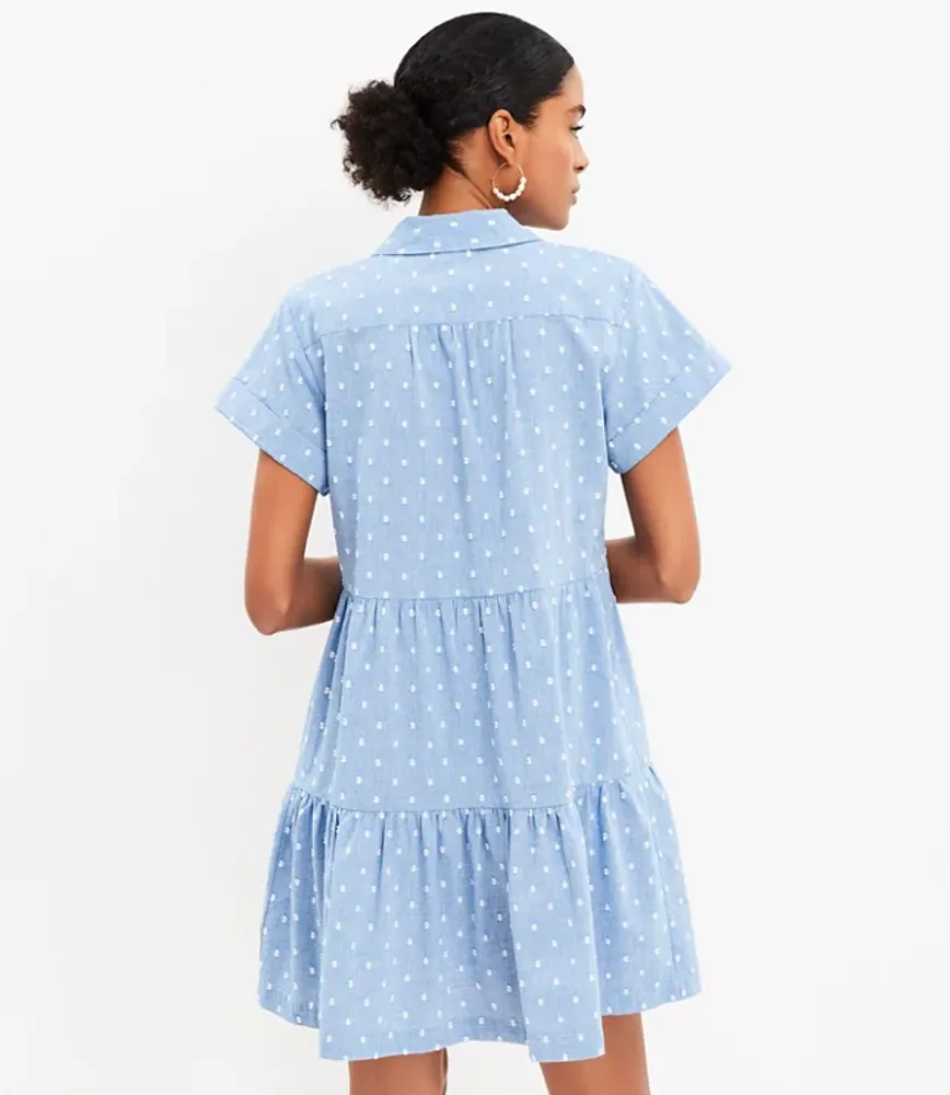 Loft Tall Chambray Clip Tiered Pocket Shirtdress Mall Of America®