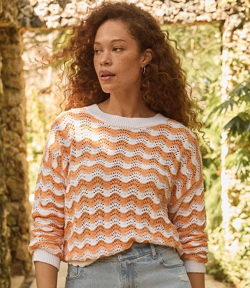 Loft Striped Pointelle Sweater | Hamilton Place