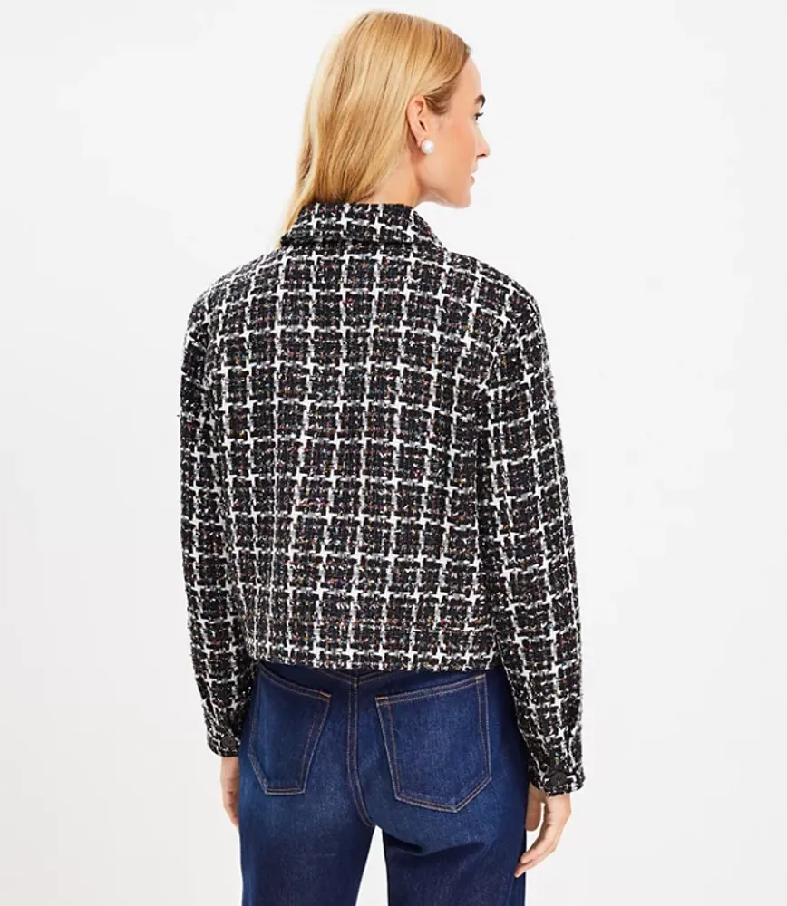 Loft Shimmer Tweed Cropped Shirt Jacket | Hamilton Place