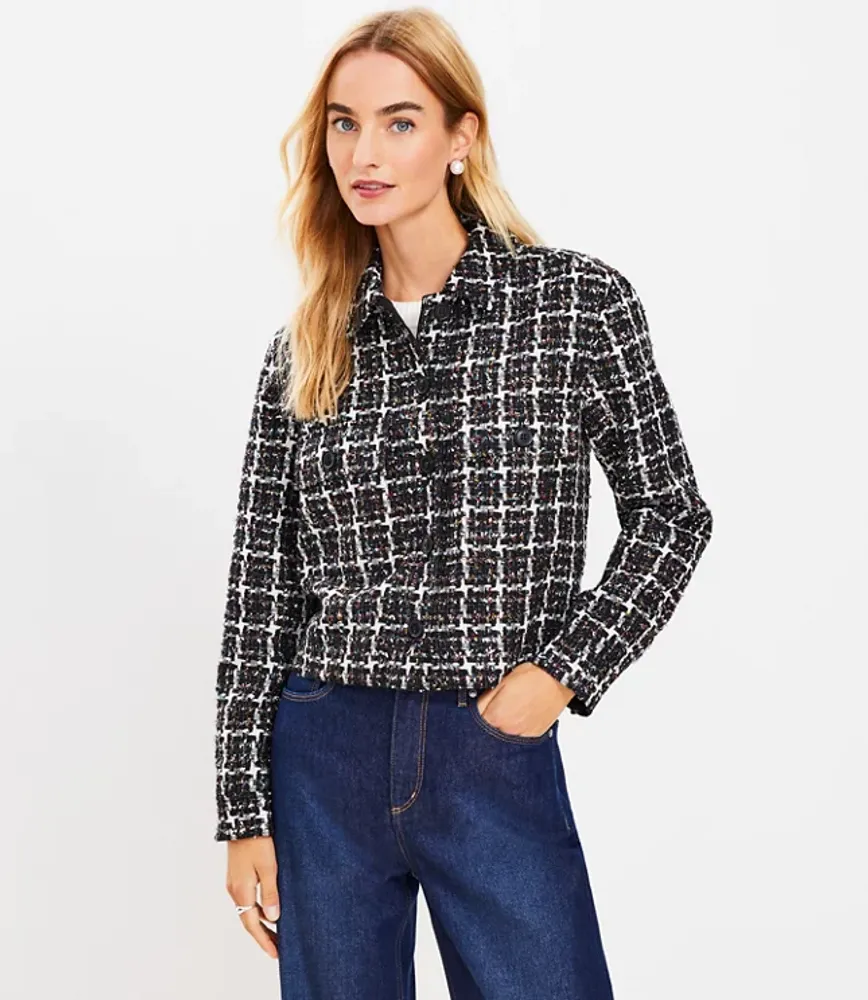 Loft Shimmer Tweed Cropped Shirt Jacket | Hamilton Place
