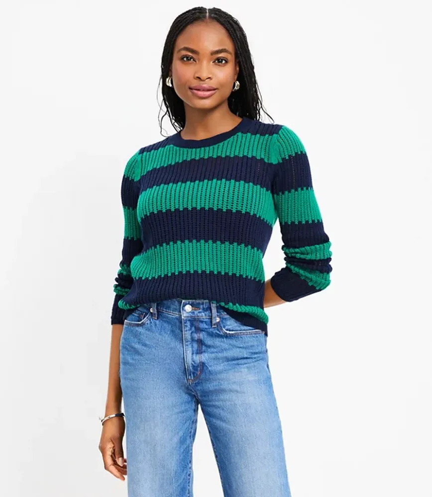 LOFT Petite Textured Stripe Open Stitch Sweater | Hamilton Place