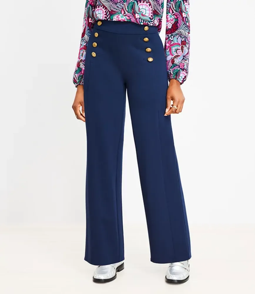 LOFT Curvy Mariner Wide Leg Pants Twill | Hamilton Place