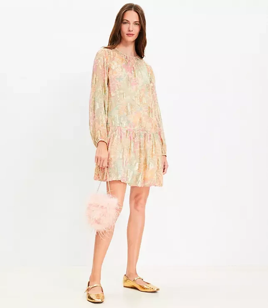 Loft Shimmer Floral Jacquard Bubble Hem Mini Dress | The Summit