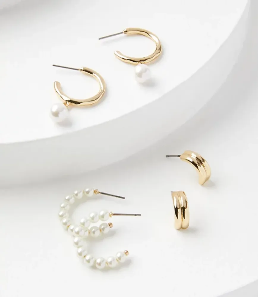 LOFT Pearlized Hoop Earring Set | Hamilton Place
