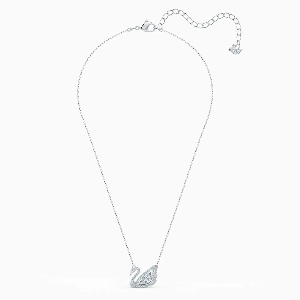 Ann Louise Swarovski Dancing Swan Necklace, White, Rhodium Plated ...