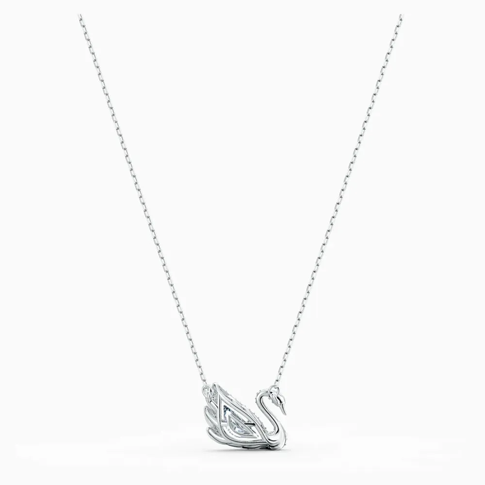 Ann Louise Swarovski Dancing Swan Necklace, White, Rhodium Plated ...