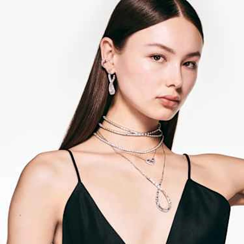 Swarovski Hyperbola drop earrings, Infinity, White, Rhodium Swarovski Hyperbola drop earrings, Infinity, White, Rhodium