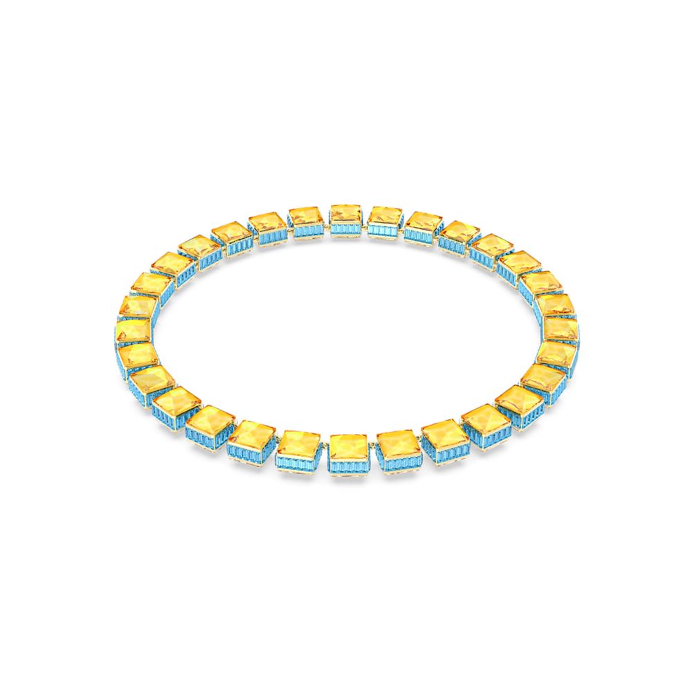 Swarovski Orbita necklace, Square cut crystals, Multicolored, Gold-tone ...