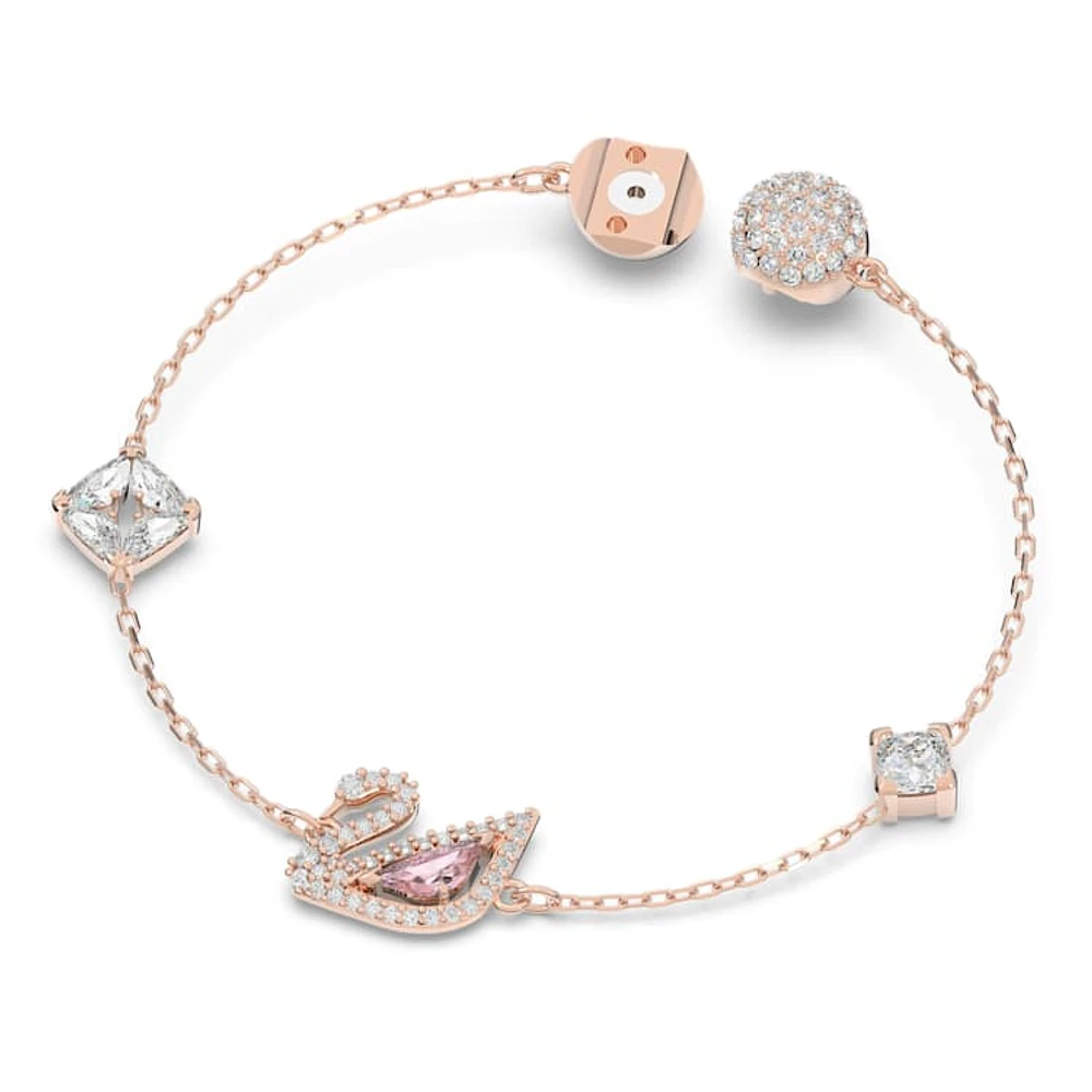 Swarovski Swan bracelet, Magnetic closure, Swan, Pink, Rose gold-tone ...