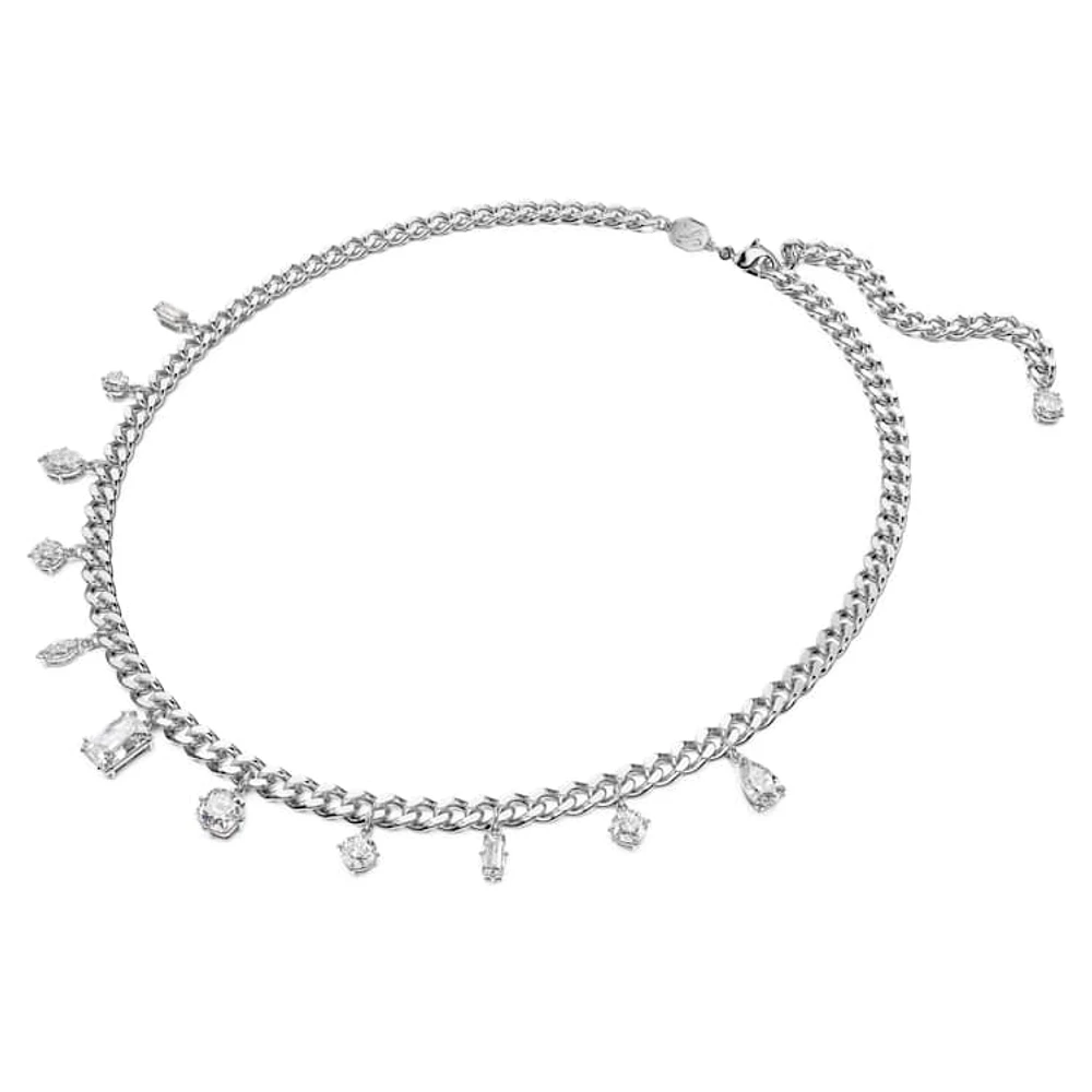 Swarovski Dextera necklace, Thick chain, Mixed cuts, White, Rhodium ...