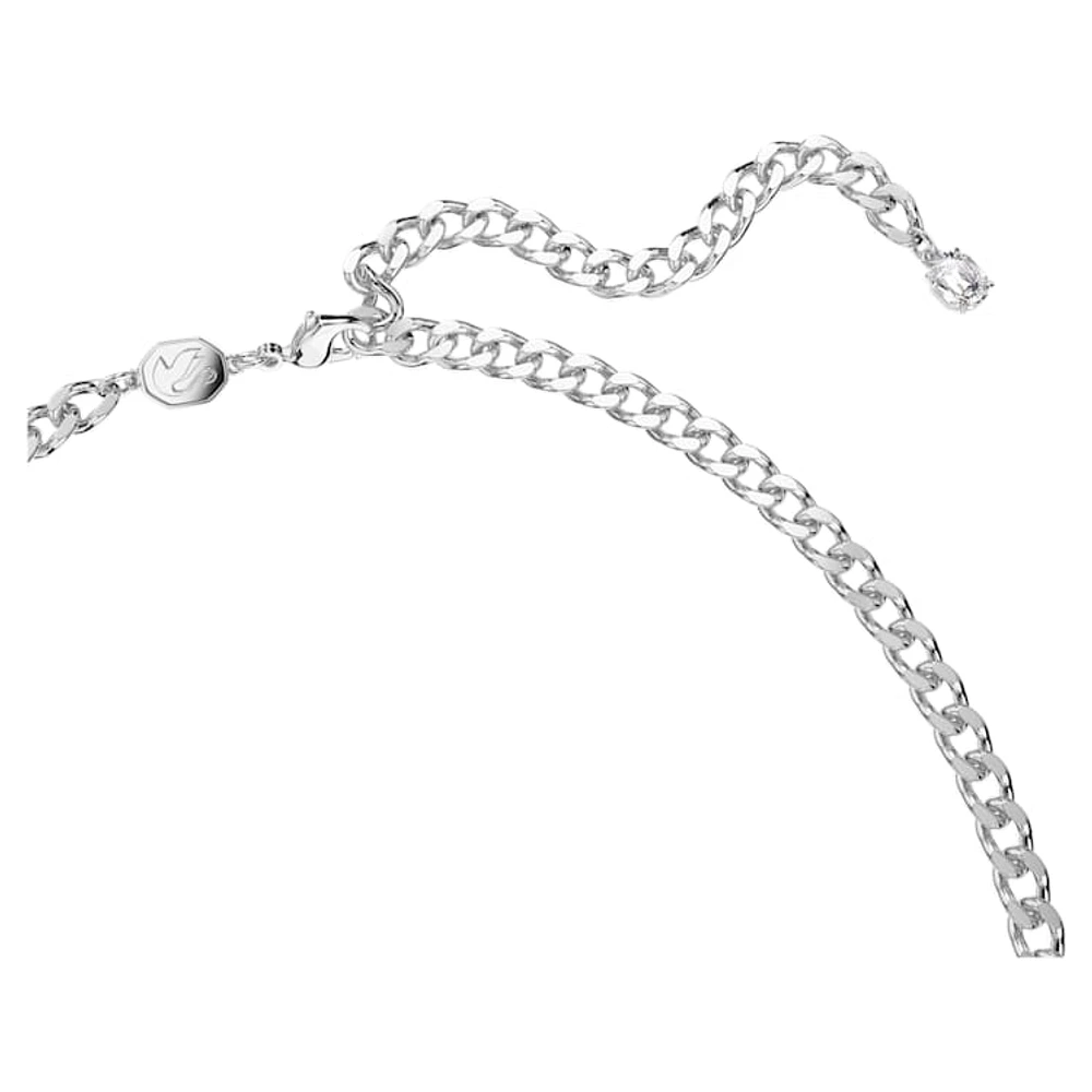 Swarovski Dextera necklace, Thick chain, Mixed cuts, White, Rhodium ...