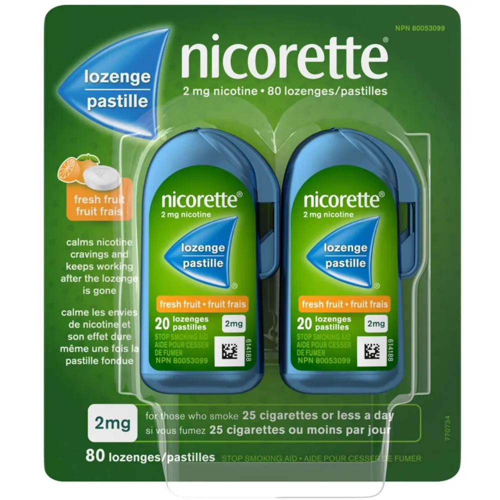 Nicorette Nicotine Lozenges, 2mg, Fruit, 80 Count | Niagara Pen Centre