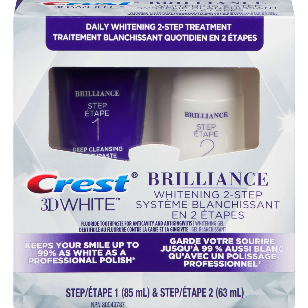 Crest 3D White Brilliance + Whitening Two-step Toothpaste, 85 mL and 63 ...