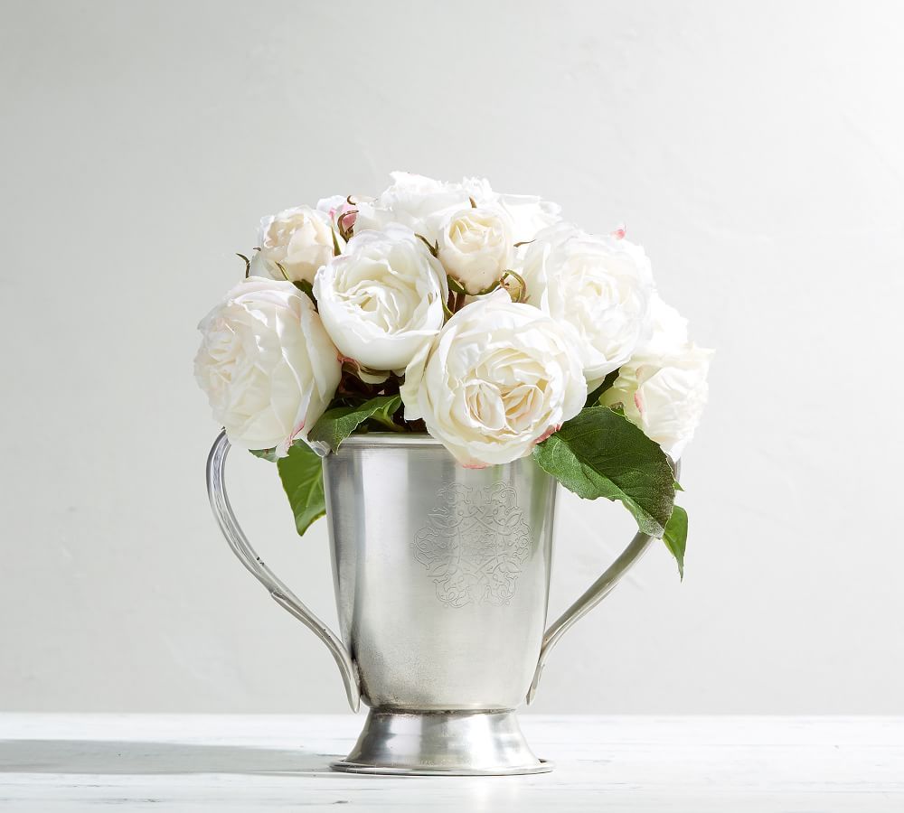 Large Silver Vases Of Roses