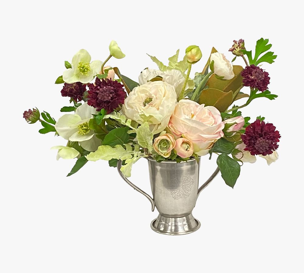 Large Silver Vases Of Roses