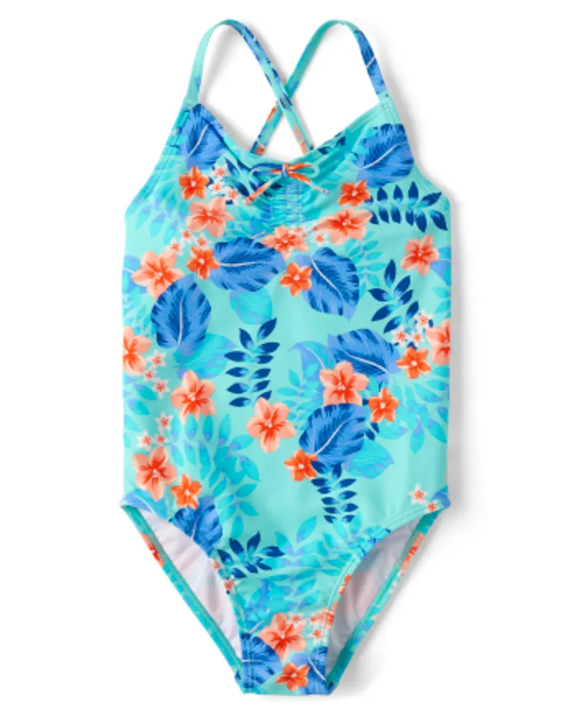 The Children's Place Girls Tropical Cross-Back One Piece Swimsuit ...