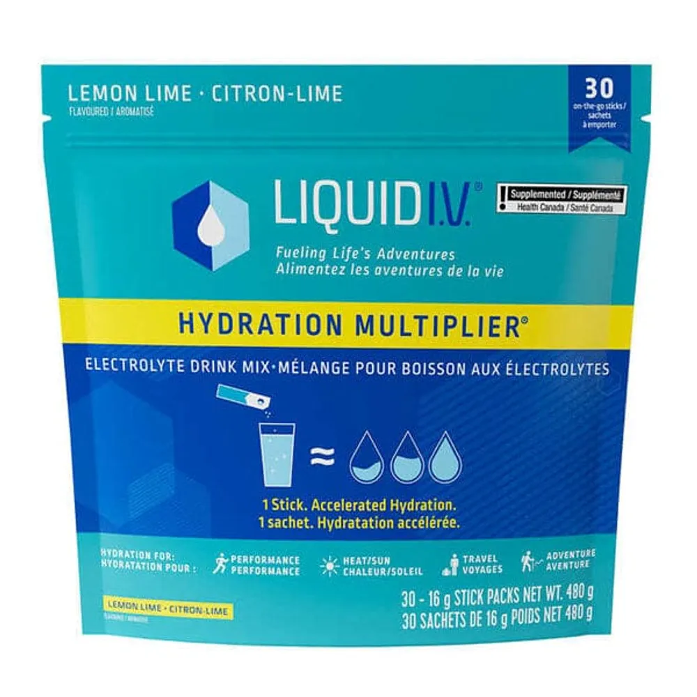 Showcase Liquid I.V. Hydration Multiplier Lemon Lime Electrolyte Drink Mix Powder Packets (30ct ...