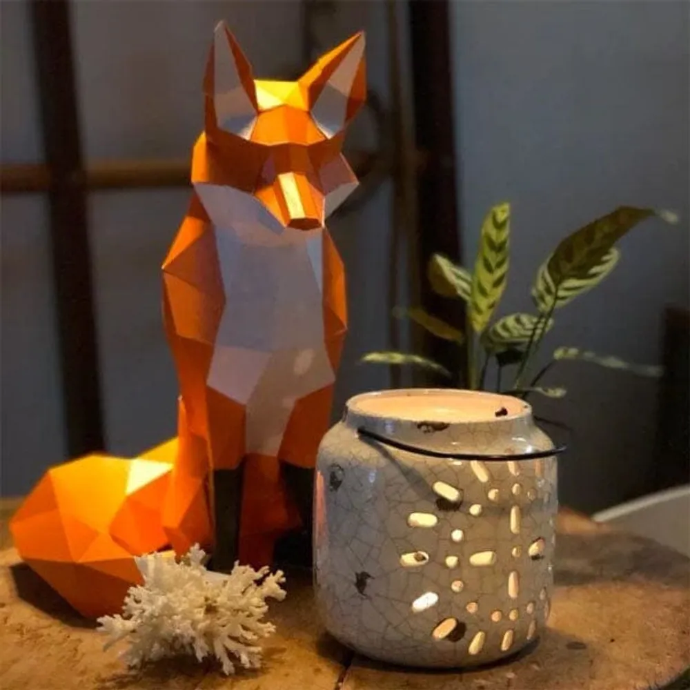Showcase Studio Art DIY Origami 3D Paper Sculpture Kit | Sitting Fox ...