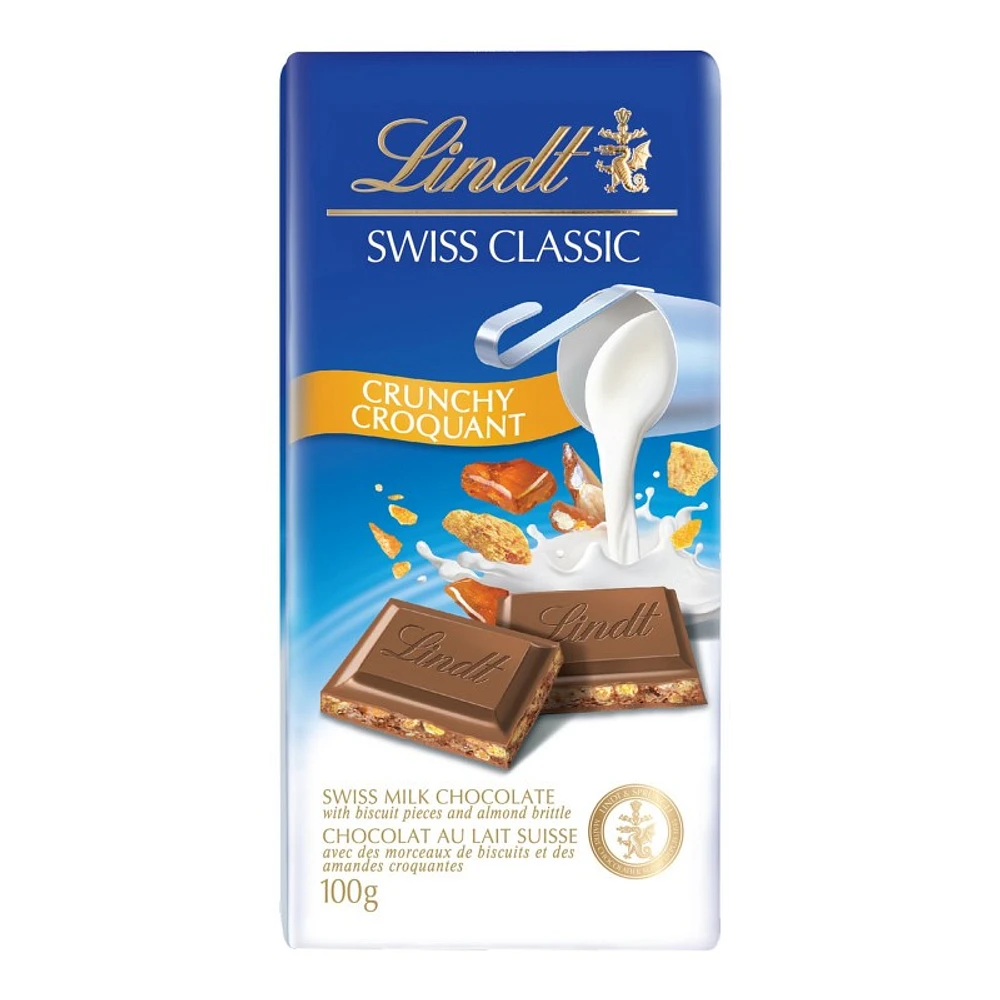 Lindt Swiss Classic Milk Chocolate Bar - Crunchy - 100g | Coquitlam Centre