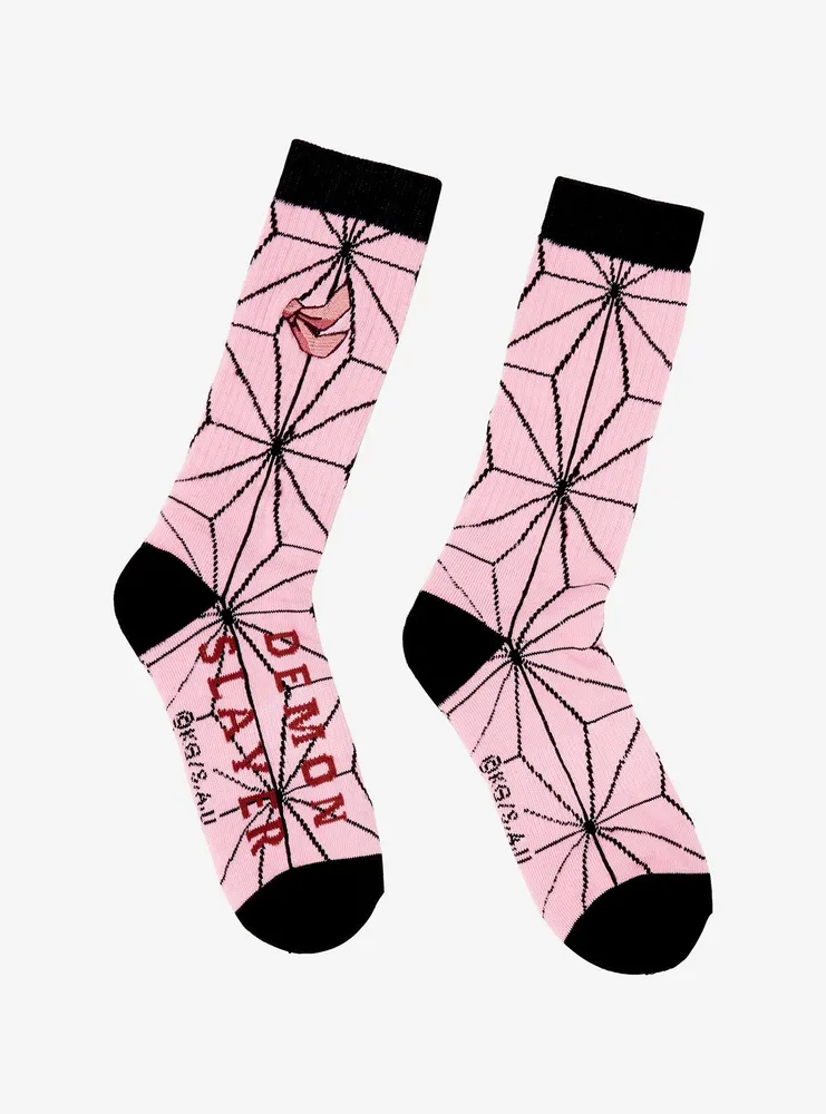 Hot Topic Demon Slayer: Kimetsu No Yaiba Nezuko Embroidery Crew Socks ...