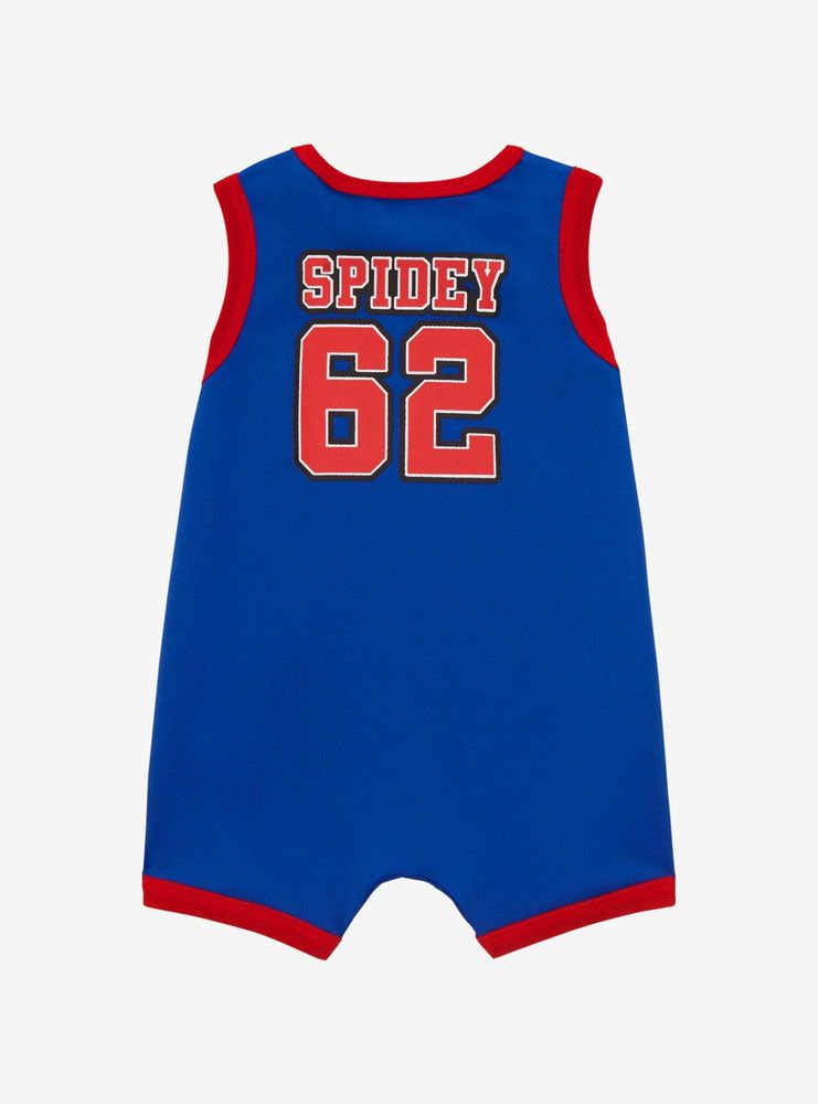 Boxlunch Marvel Spider-Man Spidey Infant Basketball Jersey Romper ...