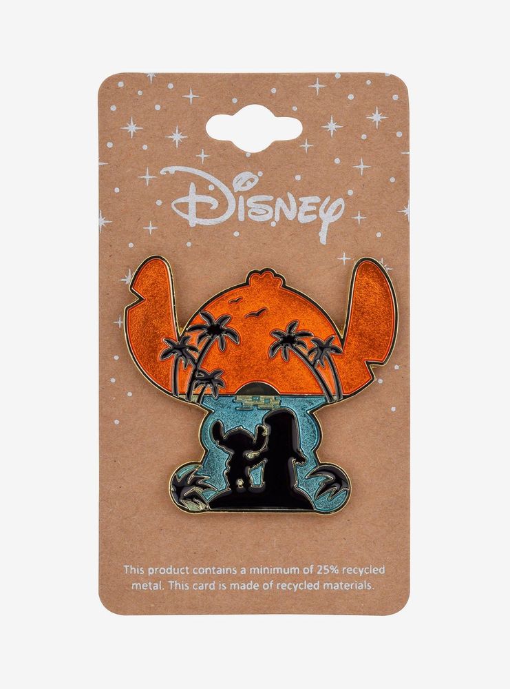 Boxlunch Disney Lilo & Stitch Sunset Beach Silhouette Enamel Pin ...