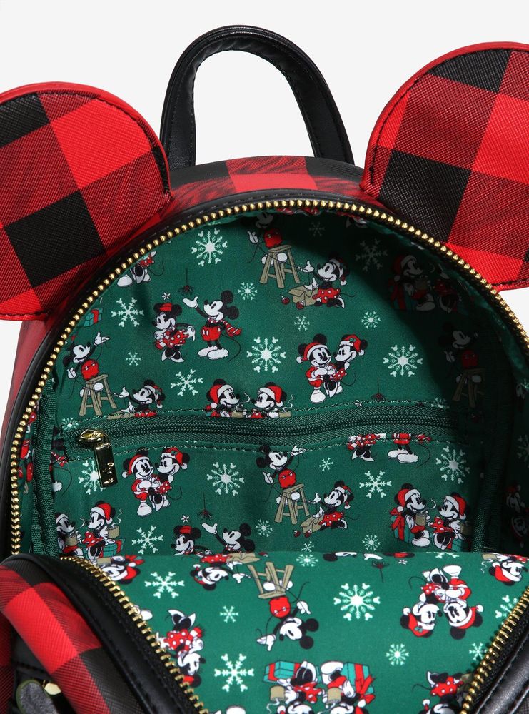 Boxlunch Loungefly Disney Minnie Mouse Plaid Holiday Mini Backpack ...