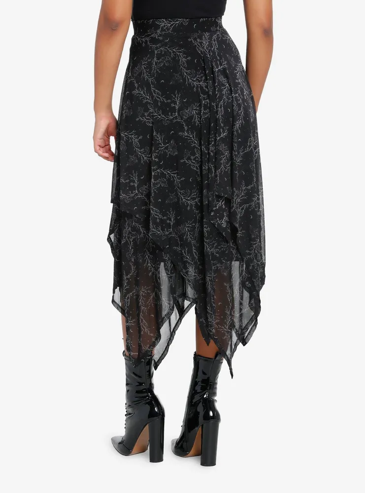 COSMICAURA Cosmic Aura Moths & Branches Tiered Mesh Skirt | Mall of ...