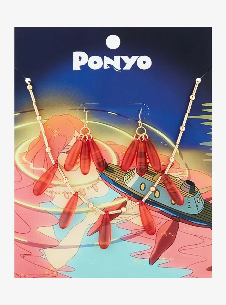 Anime Merch Studio Ghibli Ponyo Granmamare Replica Necklace & Earring ...