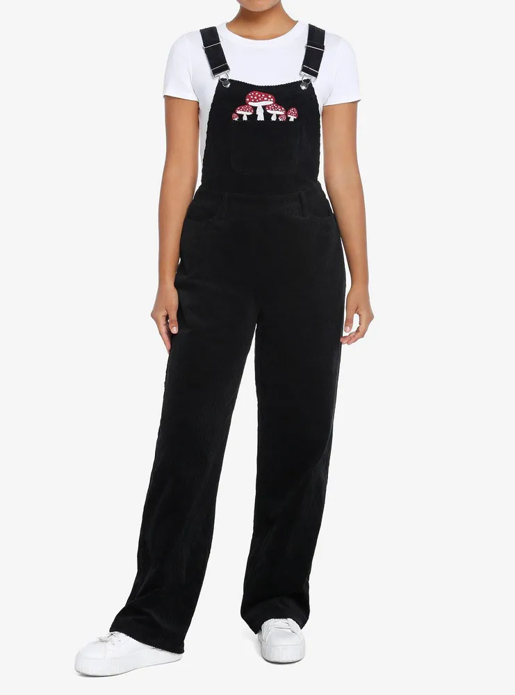 Hot Topic Thorn And Fable Mushroom Embroidered Corduroy Girls Overalls
