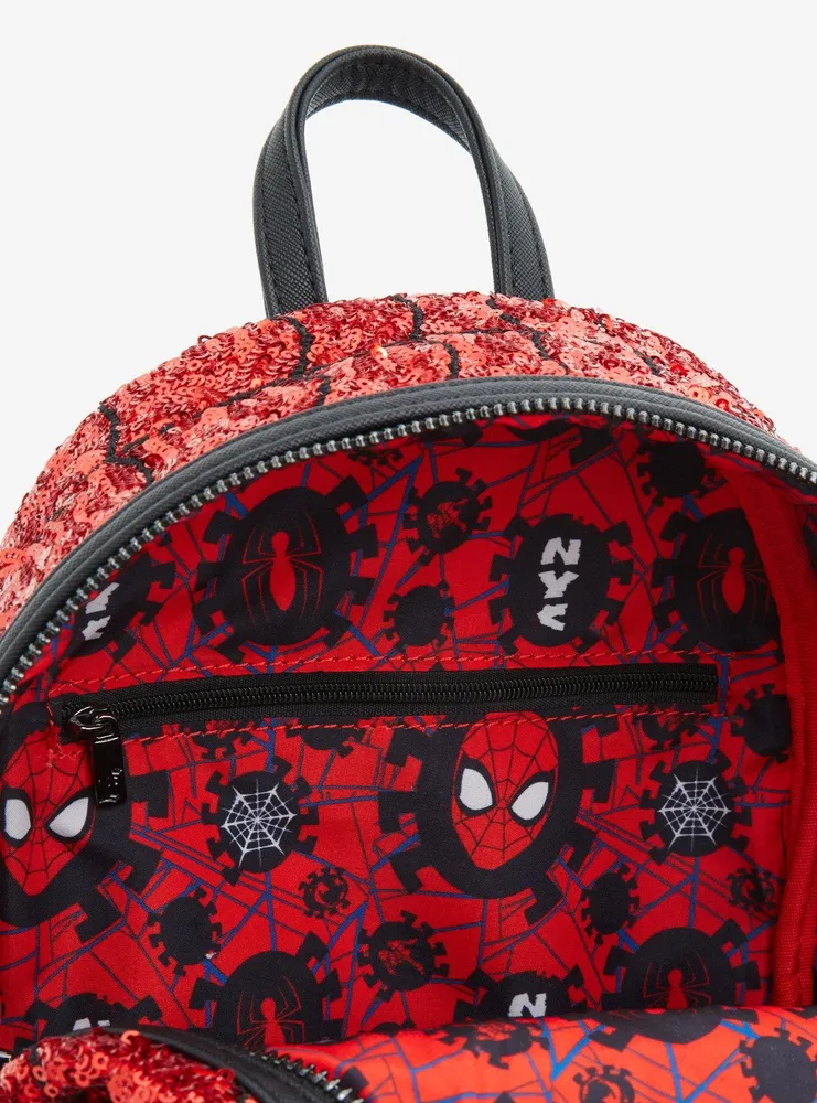 Boxlunch Loungefly Marvel Spider-Man Sequin Figural Mini Backpack ...