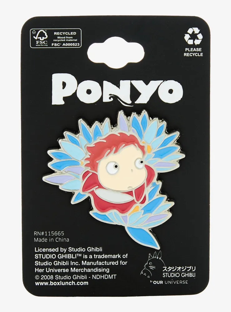 Anime Merch Studio Ghibli Ponyo Floral Ponyo Portrait Enamel Pin ...