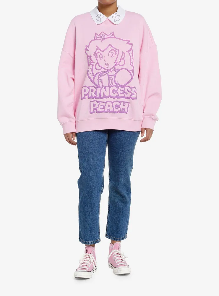 Hot Topic Super Mario Princess Peach Collared Girls Sweatshirt ...