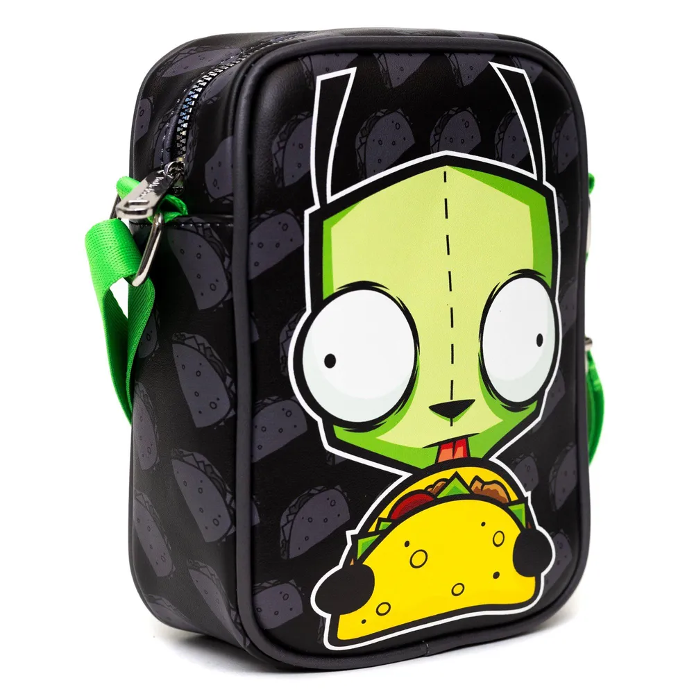 Boxlunch Invader Zim GIR Taco Pose With Taco Print Black Gray Crossbody ...