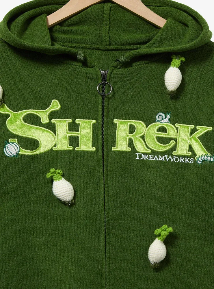 Boxlunch Shrek Logo Onion Knit Women's Zippered Hoodie - BoxLunch ...