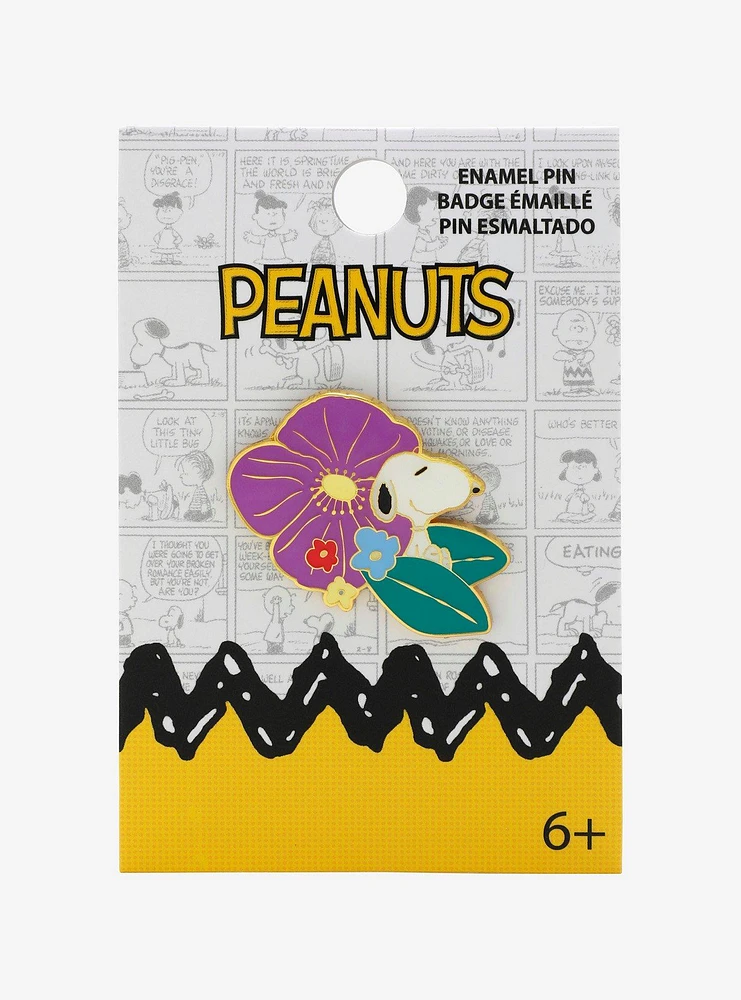 Peanuts Loungefly Peanuts Snoopy Purple Blossom Enamel Pin — BoxLunch ...